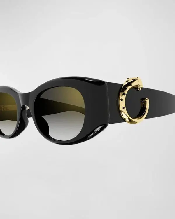 Cartier Acetate Cat-eye Sunglasses - Black