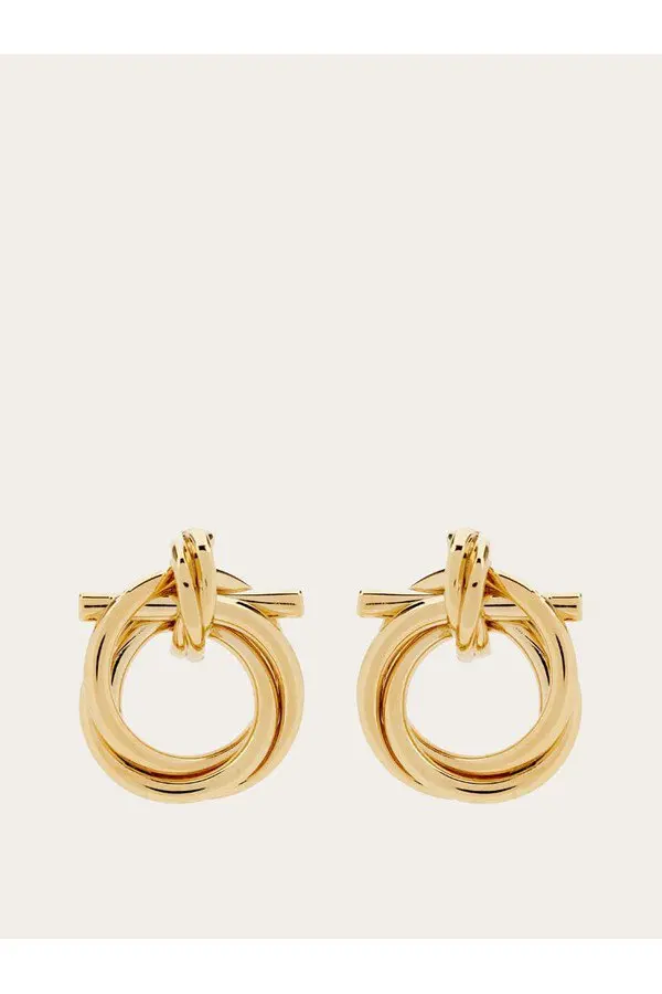 FERRAGAMO Twisted Gancini Earrings - Gold