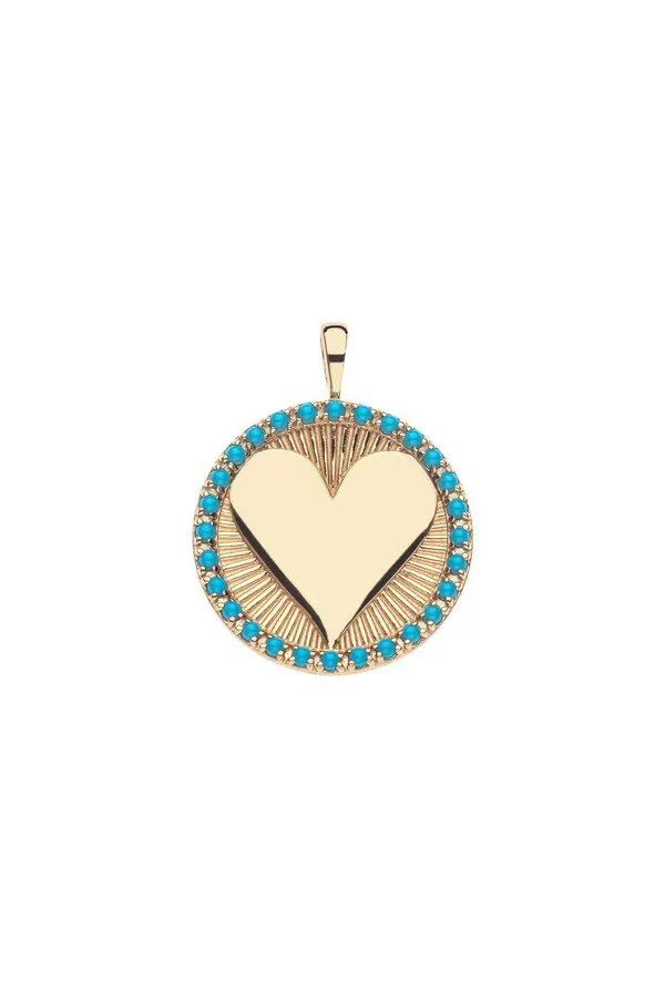JANE WIN Love Embellished Hearts Find Me In Turquoise Pendant - Red