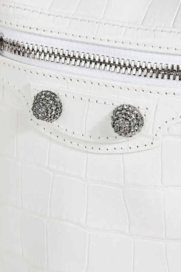 Balenciaga Le Cagole Crystal-Embellished Croc-Effect Leather