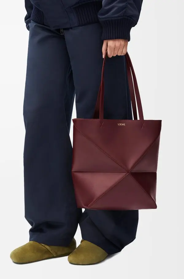 Loewe Luxury Puzzle Fold Tote Bag - Dark Burgundy