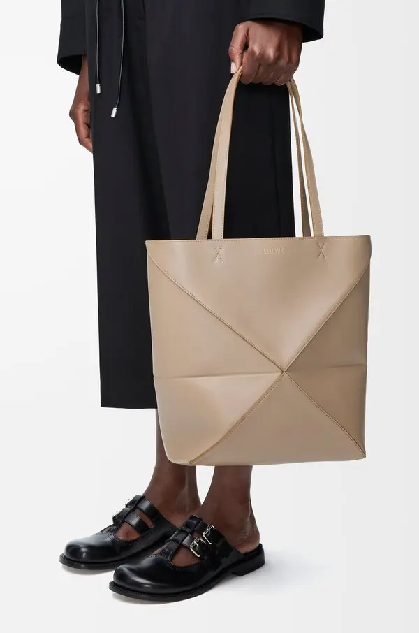 Loewe Luxury Puzzle Fold Tote Bag - Sand