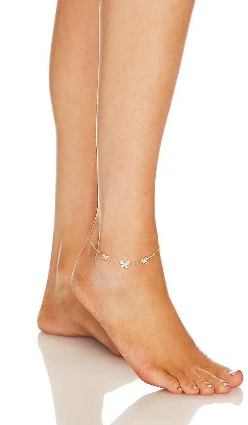 BY ADINA EDEN Pave Triple Butterfly Anklet - Gold