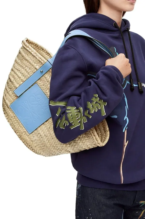 Loewe Basket Bag In Palm Leaf And Leather Skin
