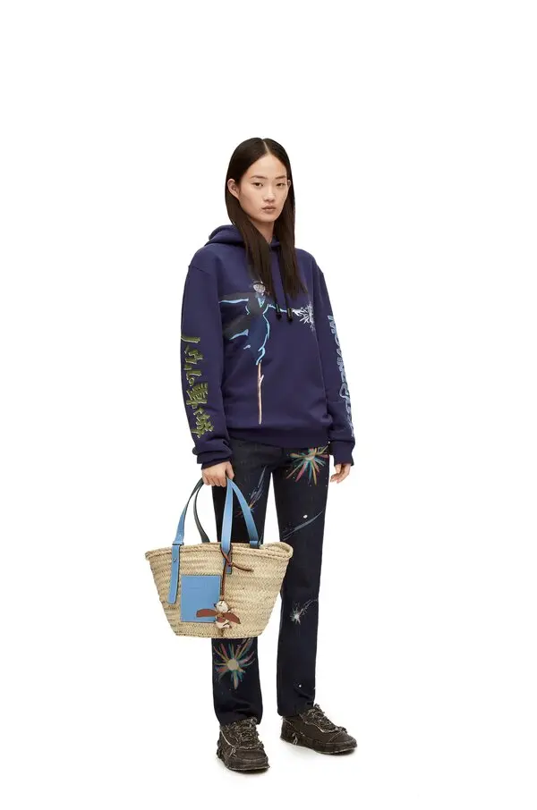 Loewe Basket Bag In Palm Leaf And Leather Skin