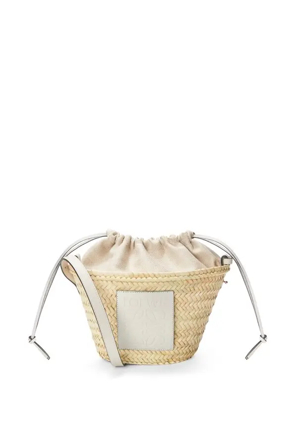 Loewe Palm Leaf And Leather Bucket Bag - Natural/white
