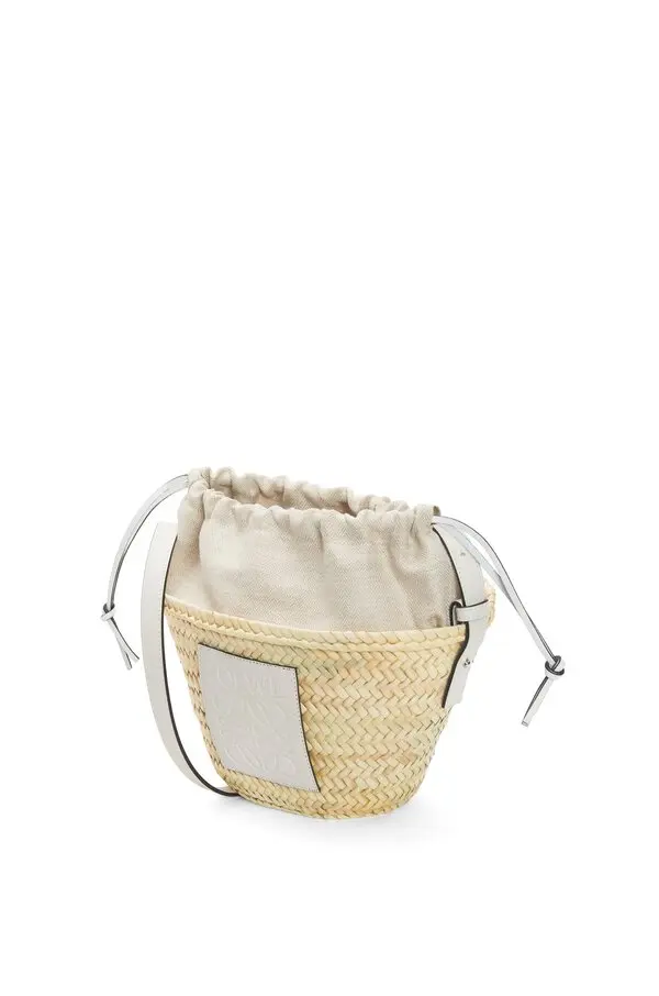 Loewe Palm Leaf And Leather Bucket Bag - Natural/white