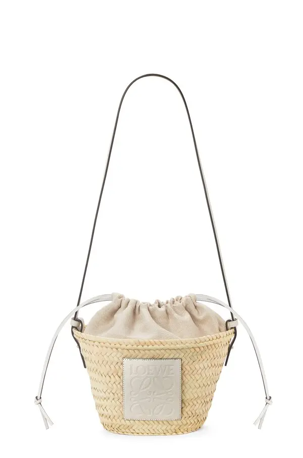 Loewe Palm Leaf And Leather Bucket Bag - Natural/white