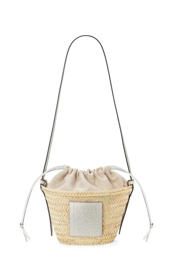 Loewe Palm Leaf And Leather Bucket Bag - Natural/white