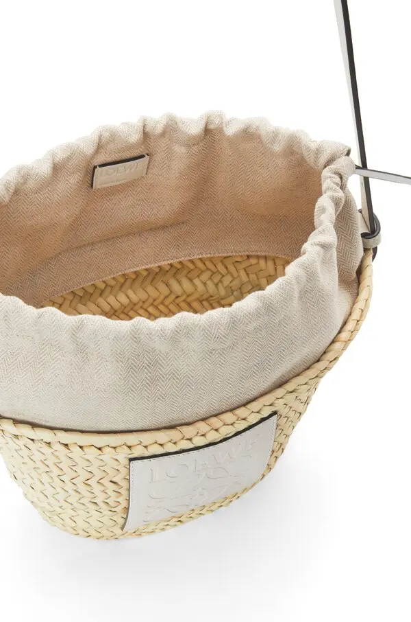 Loewe Palm Leaf And Leather Bucket Bag - Natural/white