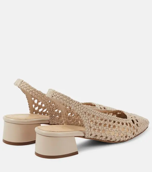 SOULIERS MARTINEZ Nova Tarragona Leather Slingback Pumps - Beige
