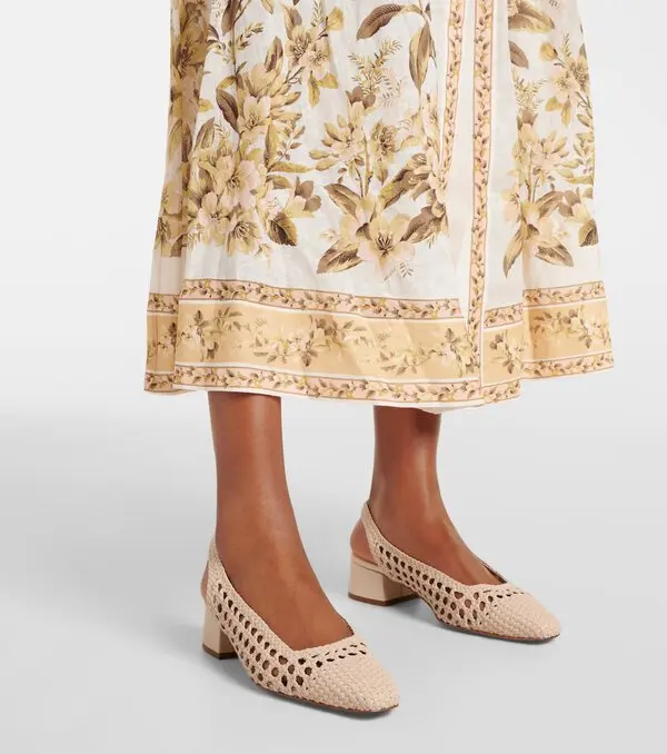 SOULIERS MARTINEZ Nova Tarragona Leather Slingback Pumps - Beige