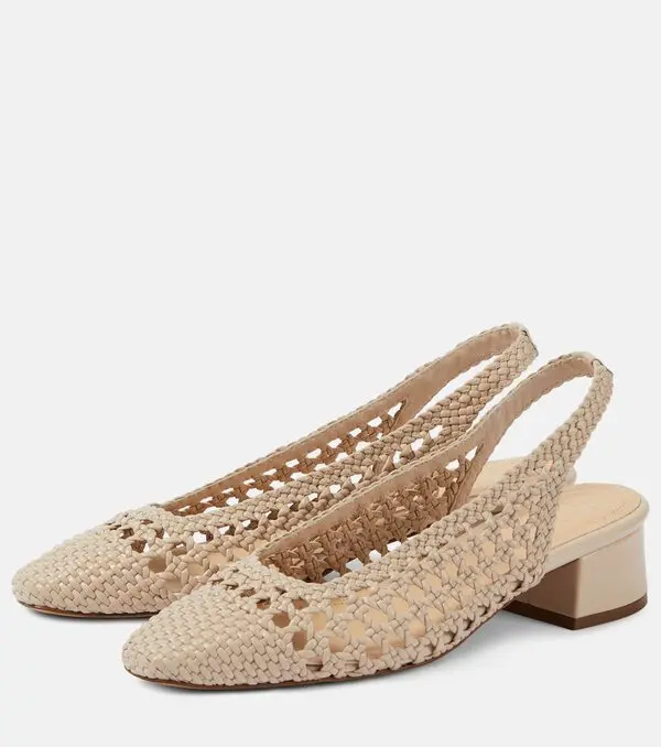 SOULIERS MARTINEZ Nova Tarragona Leather Slingback Pumps - Beige