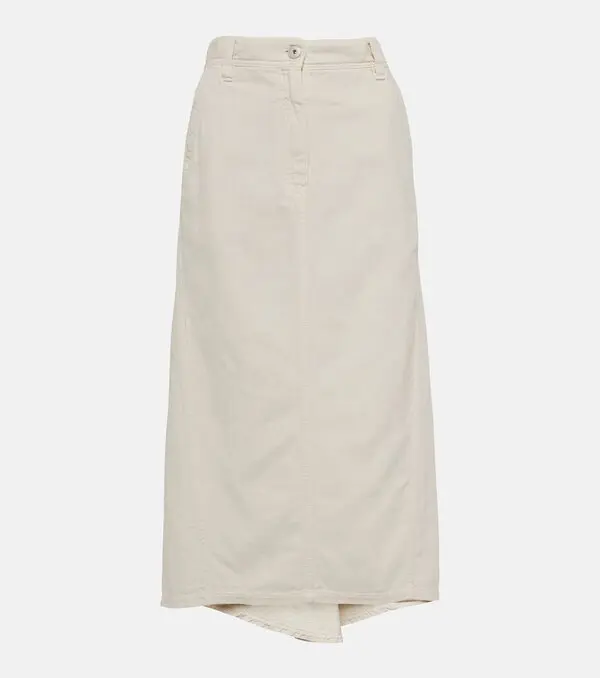 Brunello Cucinelli Cotton And Linen Midi Skirt