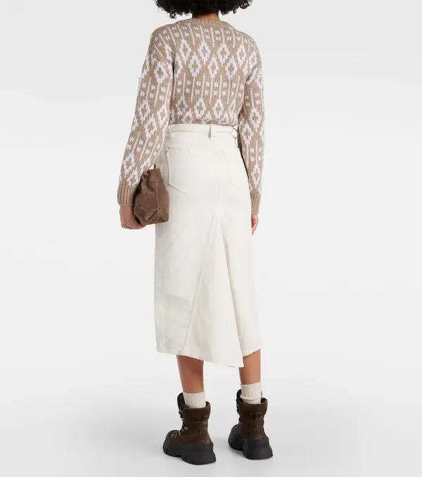 Brunello Cucinelli Cotton And Linen Midi Skirt