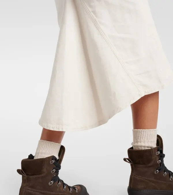 Brunello Cucinelli Cotton And Linen Midi Skirt