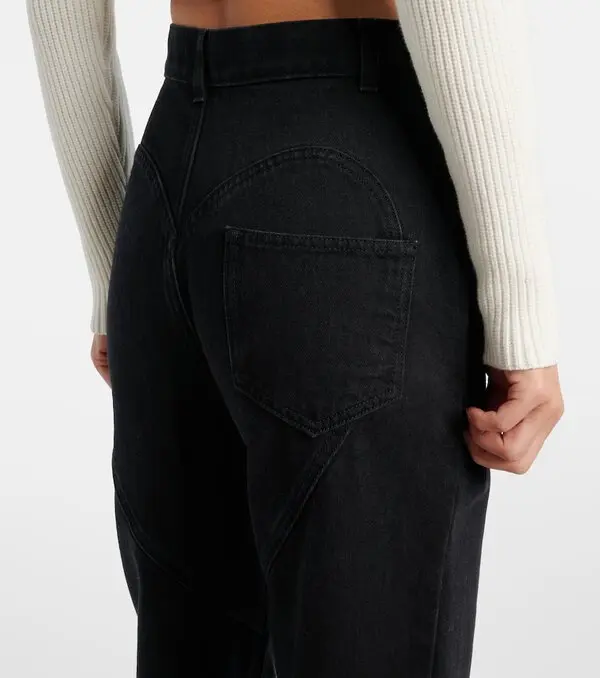 AREA Crystal-embellished Straight Jeans - Black