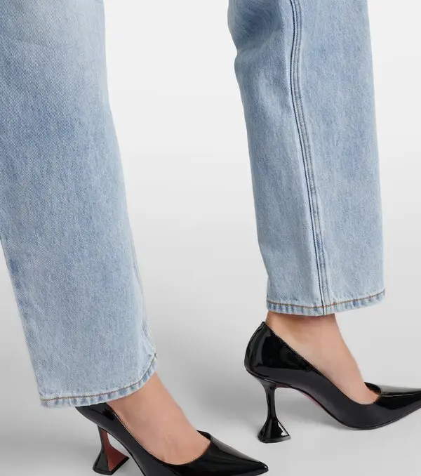 AREA Crystal-embellished Straight Jeans - Blue