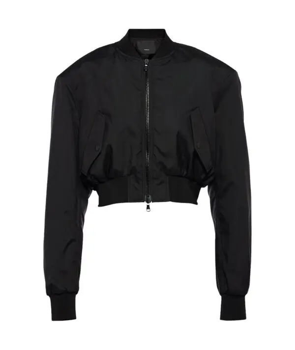 Wardrobe.NYC Cropped Bomber Jacket - Black