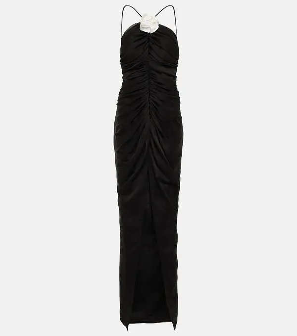 RASARIO Floral Appliqué Chiffon Gown