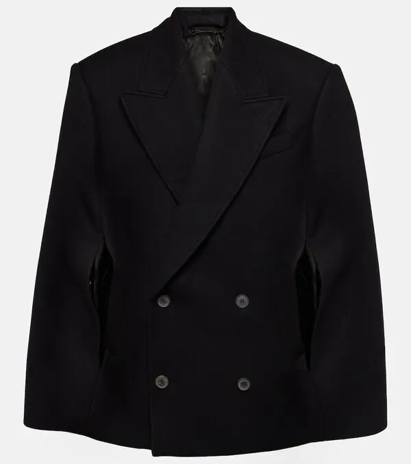 Wardrobe.NYC Double-breasted Virgin Wool Cape - Black