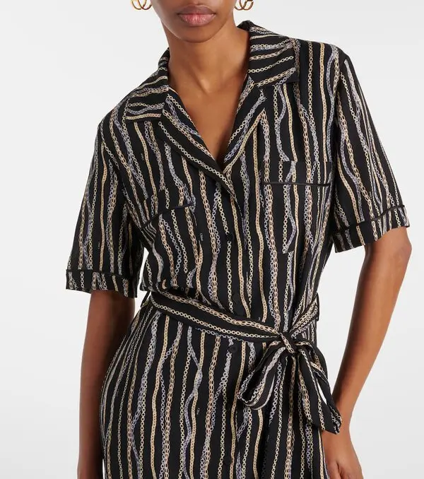 Chloé Printed Silk Sablé Shirt Dress