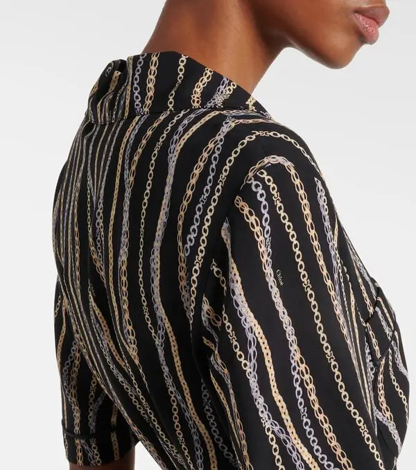 Chloé Printed Silk Sablé Shirt Dress