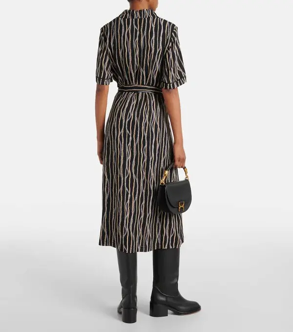 Chloé Printed Silk Sablé Shirt Dress