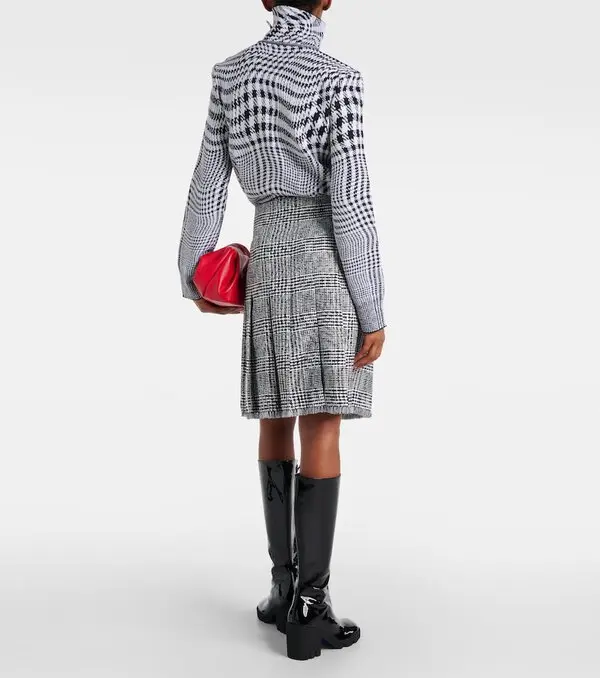 Burberry Houndstooth High-rise Wrap Skirt