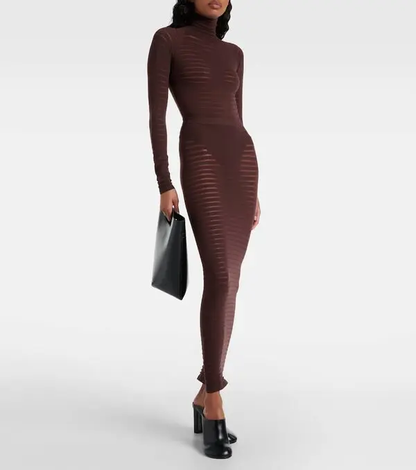 Alaïa Striped Turtleneck Bodysuit