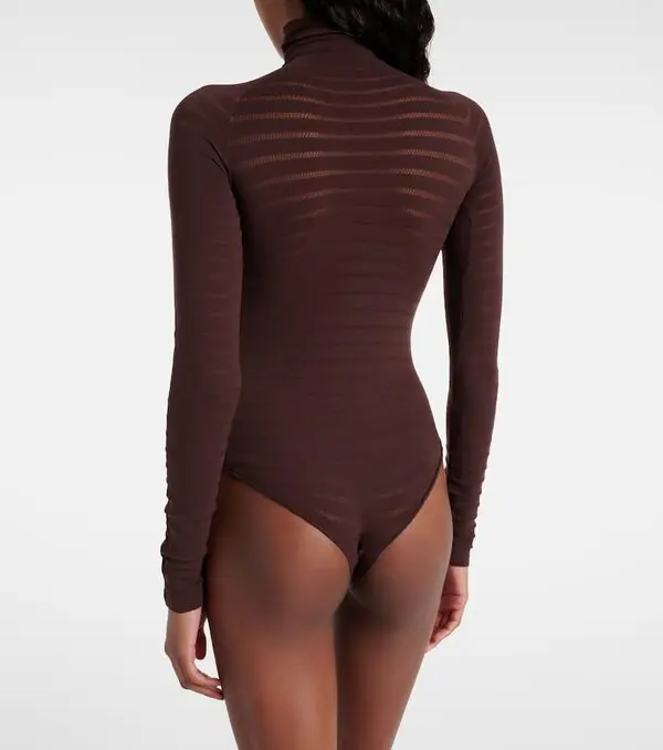 Alaïa Striped Turtleneck Bodysuit