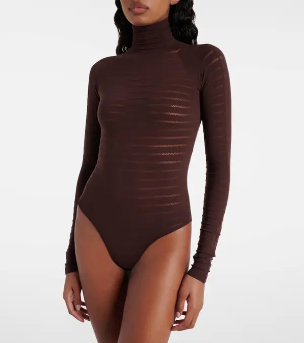 Alaïa Striped Turtleneck Bodysuit