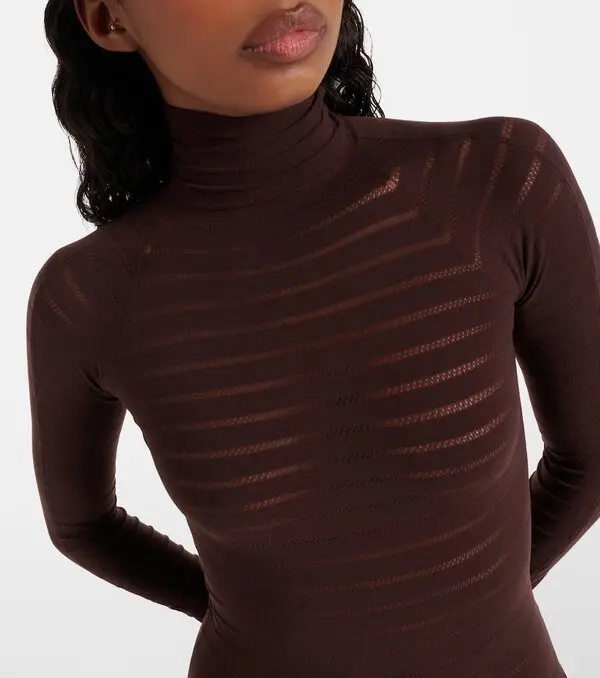 Alaïa Striped Turtleneck Bodysuit