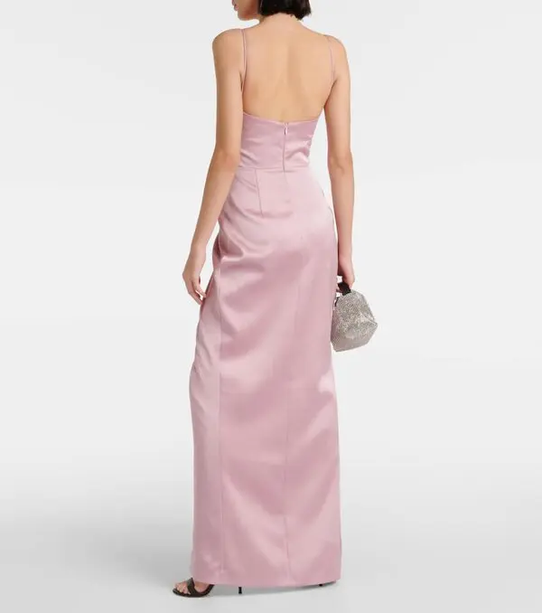 Rasario Draped Satin Gown In Pink - 40% Off | Editorialist