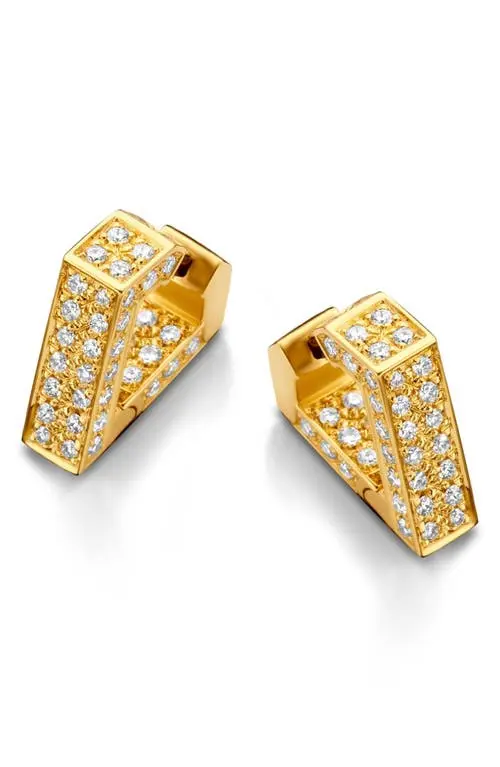 DRIES CRIEL Mini Brute Diamanti Diamond Huggie Hoop Earrings - Yellow Gold
