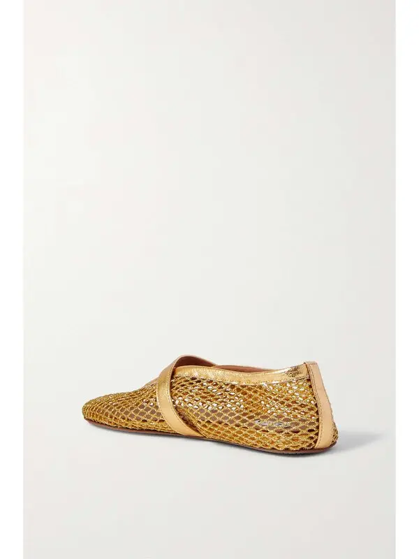 Alaïa Leather-trimmed Metallic Mesh Ballet Flats