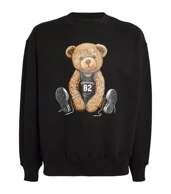 DOMREBEL Basketball Bear Cotton Sweatshirt - Black