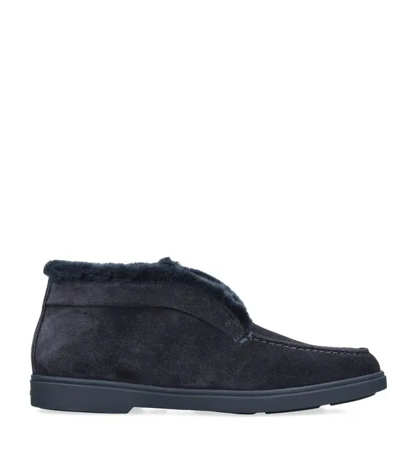 Santoni Suede Ankle Boots - Blue