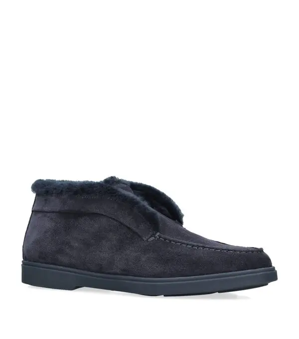 Santoni Suede Ankle Boots - Blue