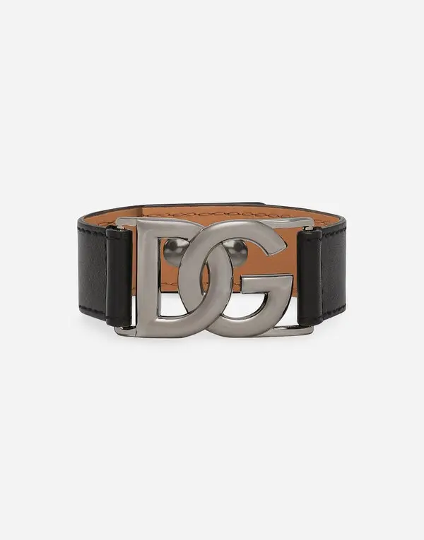 Dolce & Gabbana Calfskin Bracelet With Logo - Black