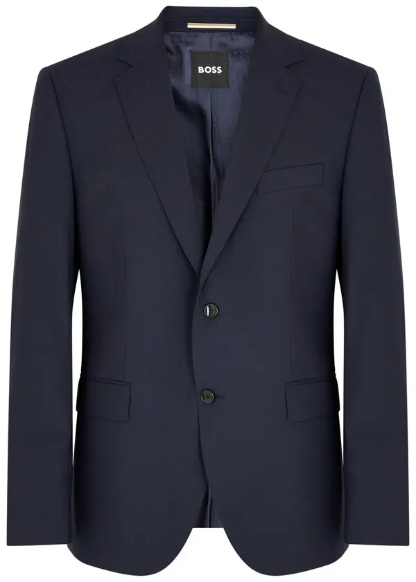 BOSS Stretch-wool Blazer - Navy