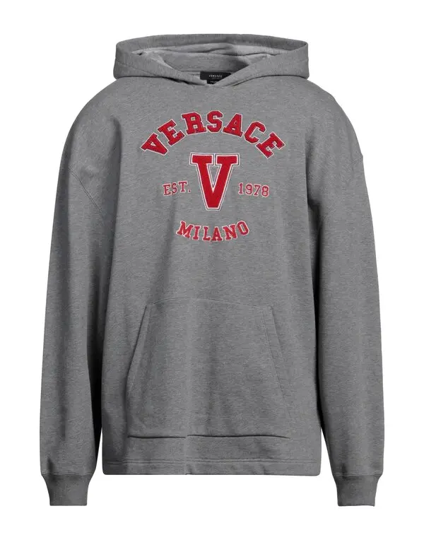 Versace Appliquéd Logo Hooded Sweatshirt - Grey