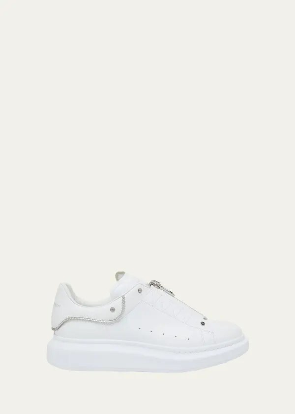 Alexander Mcqueen Oversized Biker Zip-Up Low-Top Sneakers - White