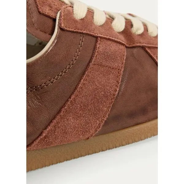 MAISON MARGIELA Replica Mixed Leather Low-top Sneakers - Brown