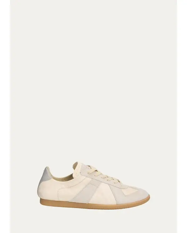 MAISON MARGIELA Replica Mixed Leather Low-top Sneakers - Cream