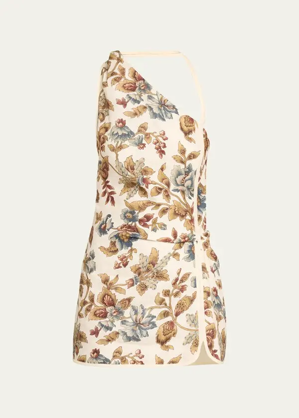 Sir. Eleanora Floral Asymmetric Mini Dress - Viola Print | Editorialist