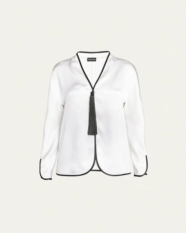 Giorgio Armani Tasseled Silk Blouse