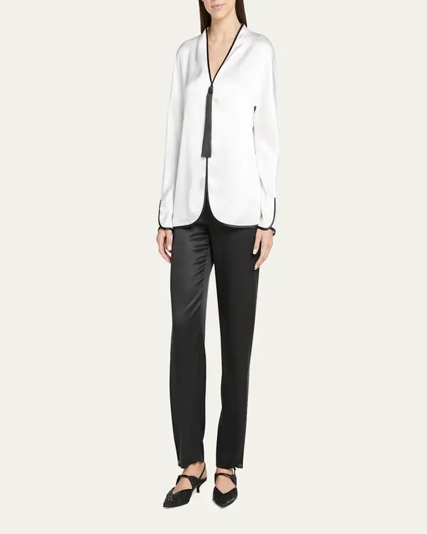 Giorgio Armani Tasseled Silk Blouse