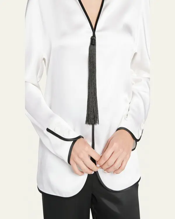 Giorgio Armani Tasseled Silk Blouse