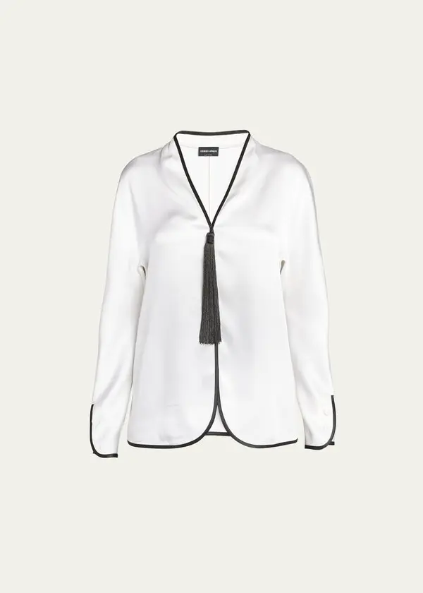 Giorgio Armani Tasseled Silk Blouse